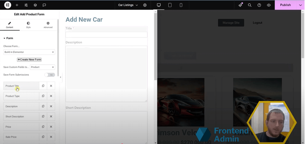 Display a Frontend Form in an Elementor Pro Off-Canvas Widget with Frontend Admin - DynamiApps
